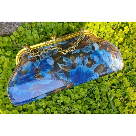 Bags | Vintage 5s Verdi Purse Patent Vinyl Handbag Chain Strapbold N ...